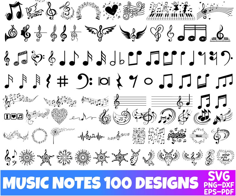 MUSIC NOTES SVG, Music Notes Bundle Svg, Music Notes Clipart , Music ...