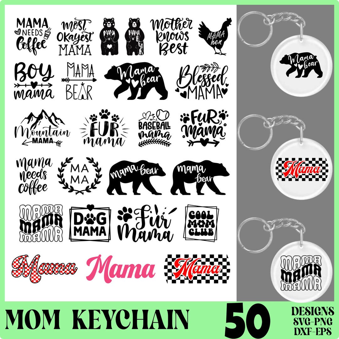Mom Keychain Svg Bundle,mom Life Keychain,mom Keychain Design,round ...