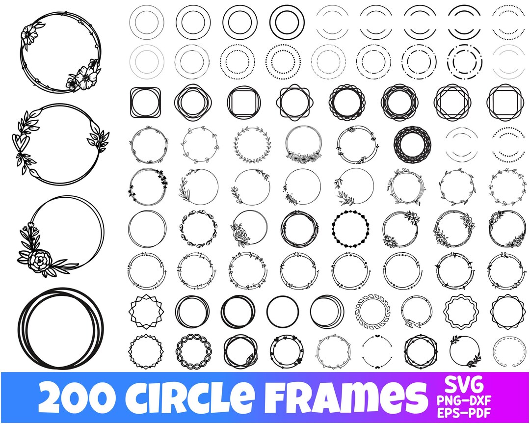 Circle Frame SVG, Cirlce SVG, Double Circle Frame SVG, Round Frame Svg ...