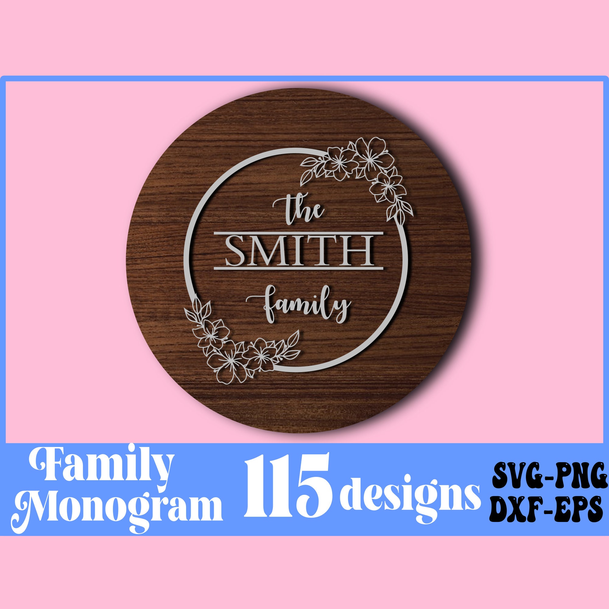 Family Name Monogram Svg family Name Sign Svg Bundle Wedding - Etsy