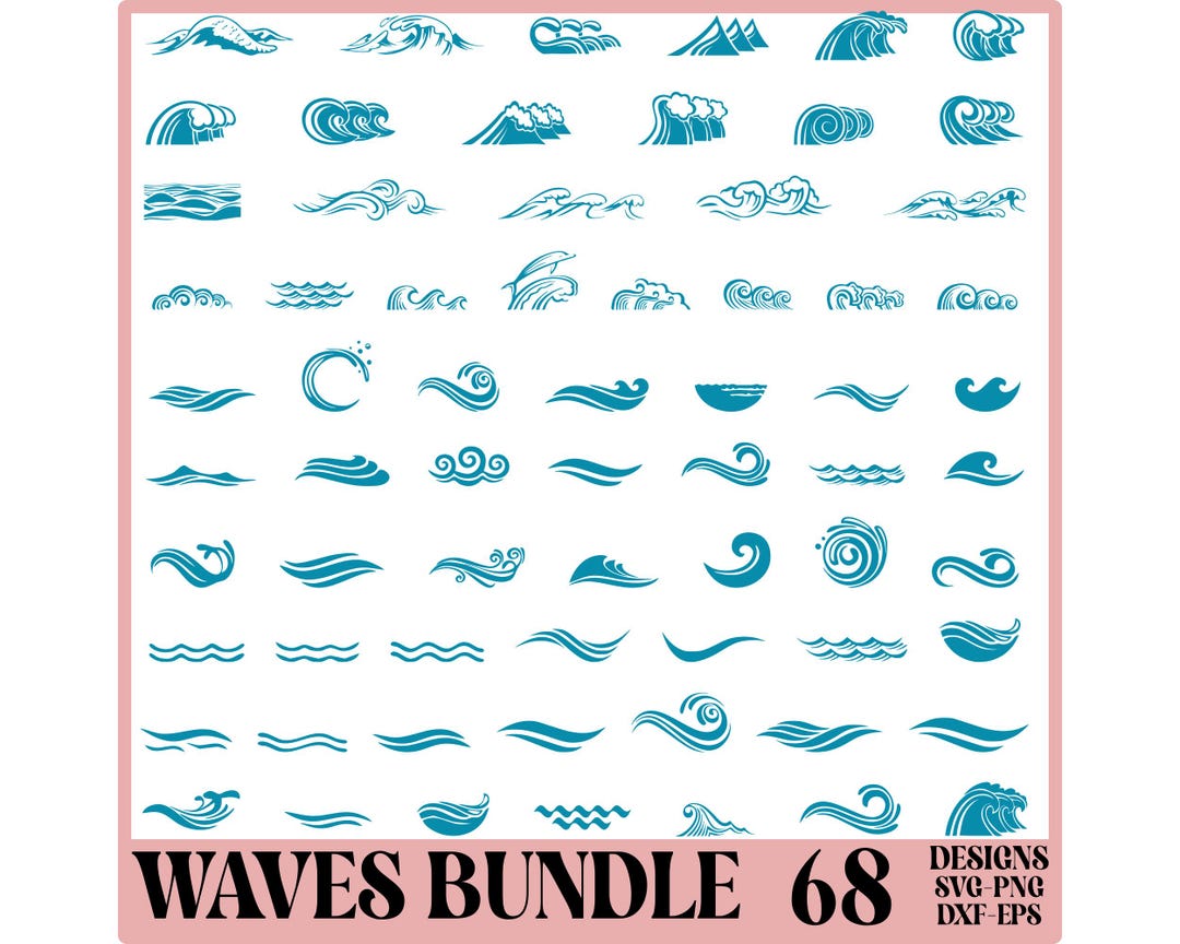 Ocean Border SVG, Nautical Wave Clipart, Sea Waves Cut File, Ocean Life ...