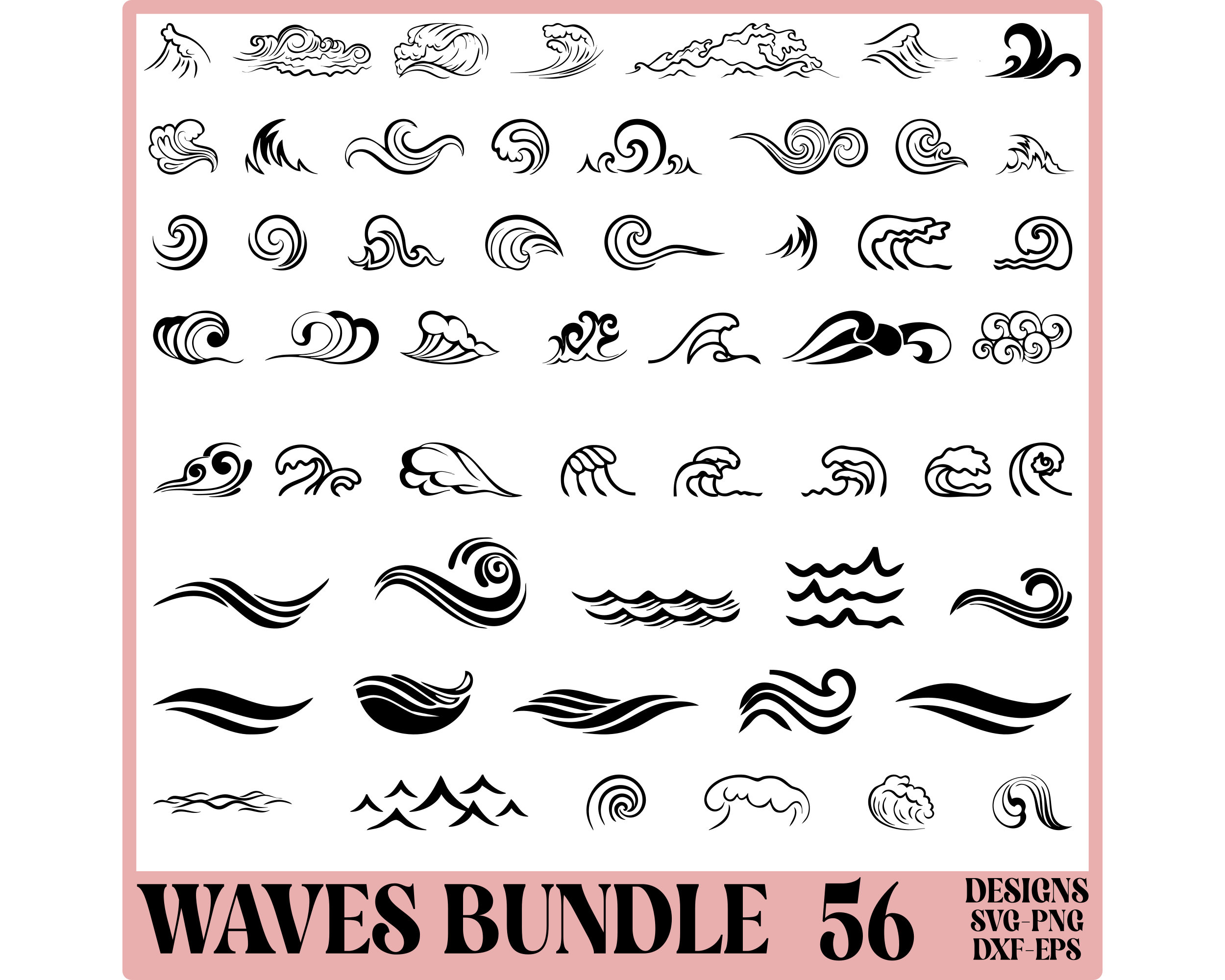 Wave Bundle SVG, PNG, JPG, Digital Cut File, Commercial Use, Instant ...