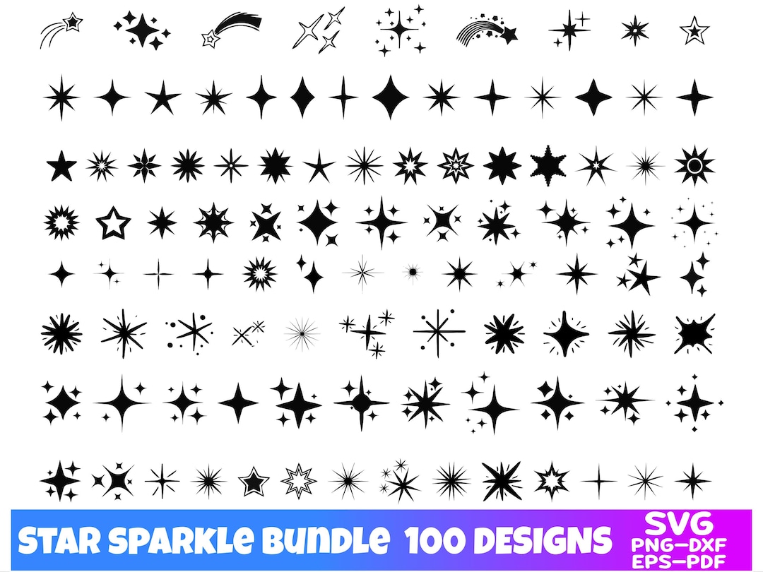 Star Svg Bundle, Sparkling Stars Svg Dxf Png Eps, Star Cut Files, Star ...