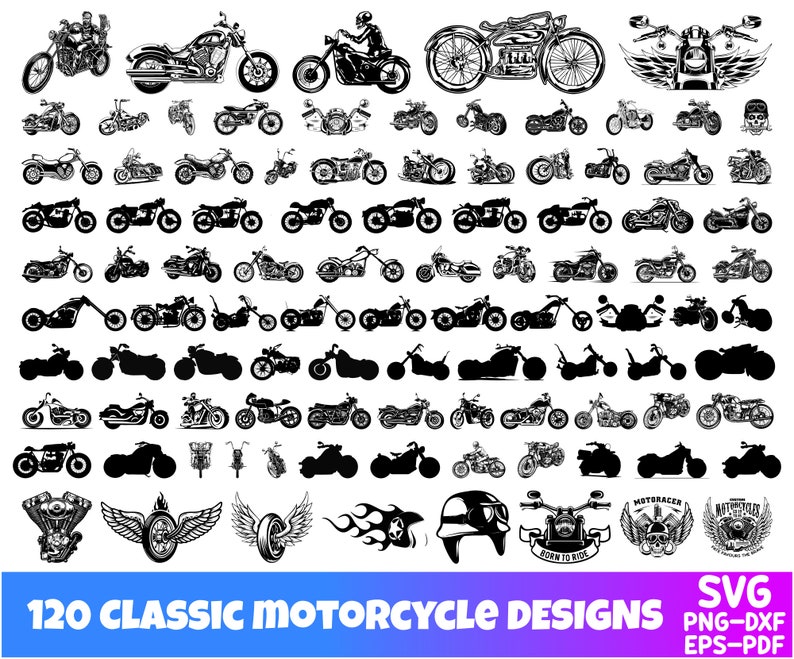 Classic Motorcycles Bundle SVG, PNG Instant Digital Downloads,classic ...
