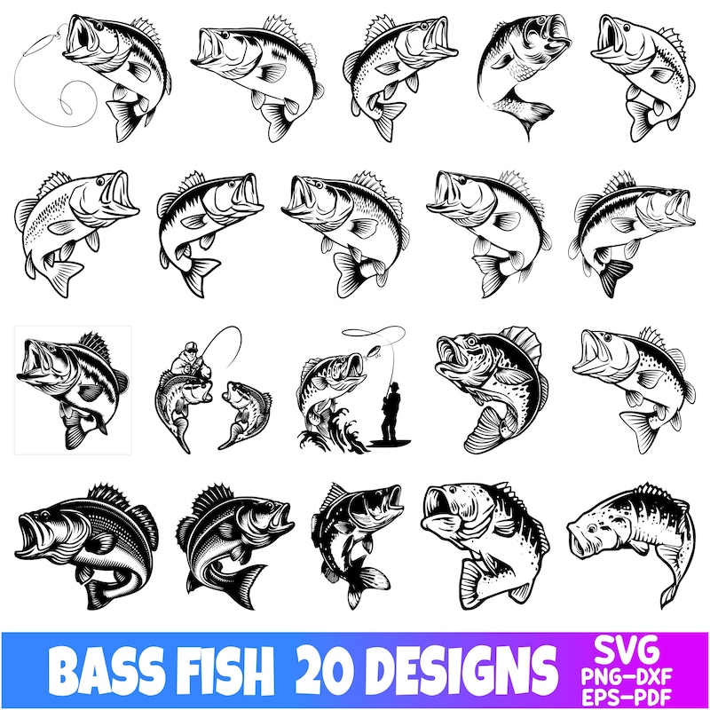 Bass Fish Jump Svg - Etsy