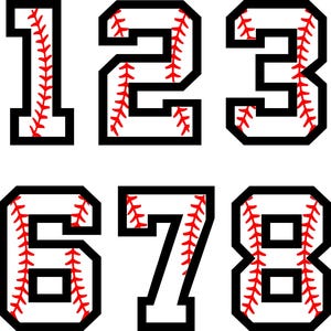 Baseball Numbers, Baseball Svg, Baseball Stitch, Baseball Font Svg ...