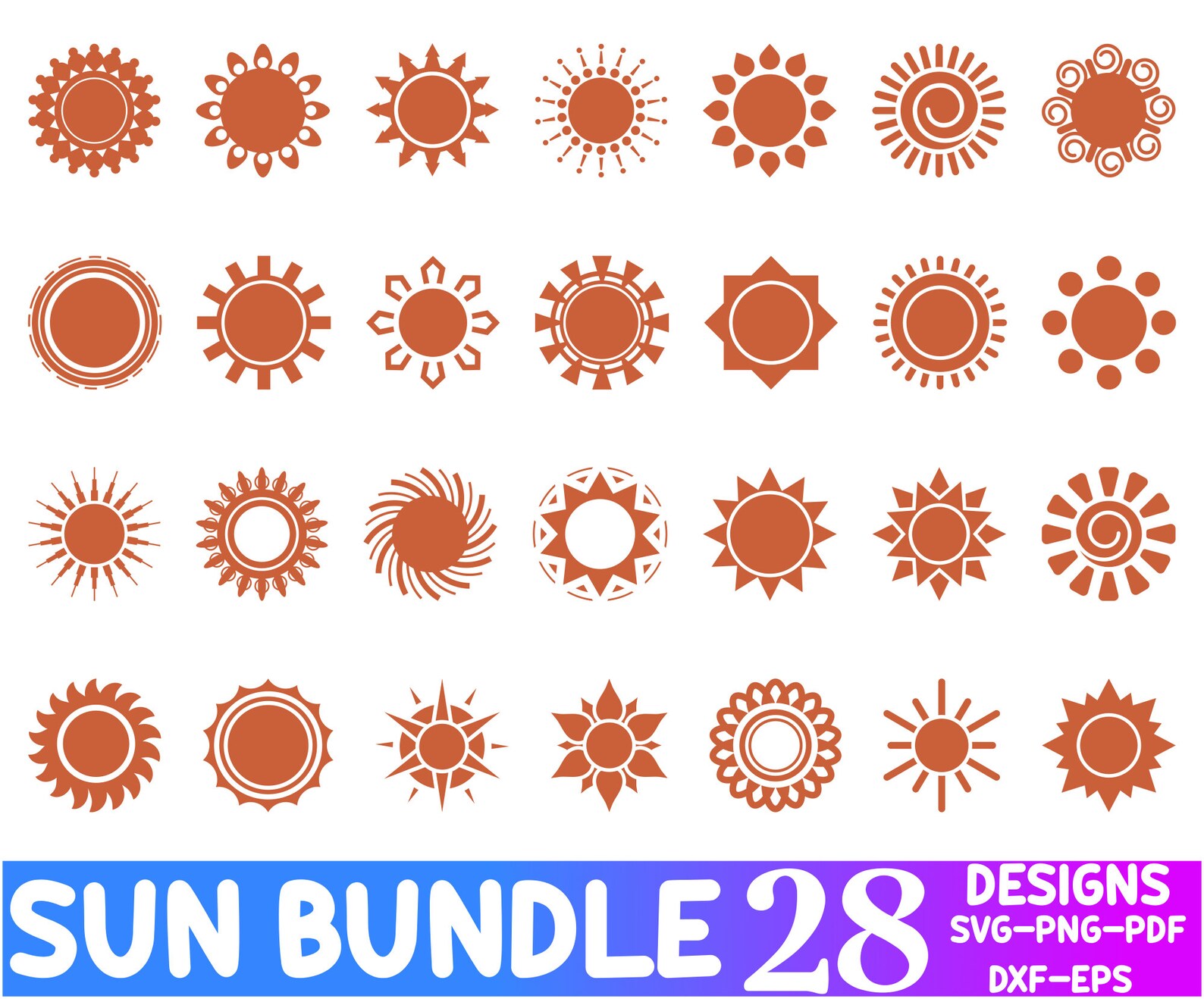 Sun Svg Bundle Sun Svg for Cricut Sunrise Clipart Sunrise Cut File ...