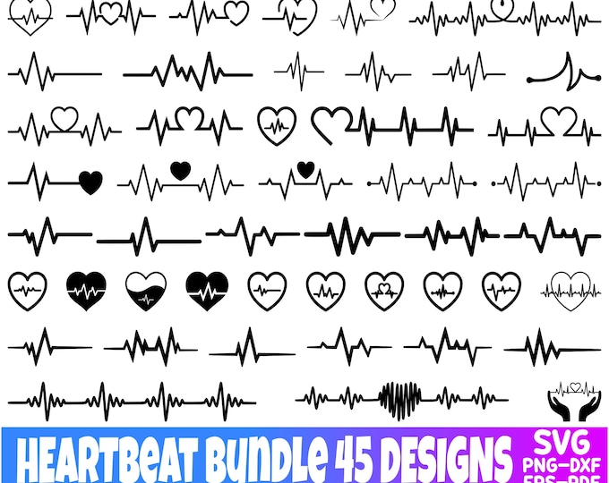 Heartbeat Svg Bundle,heart Beat Svg,heartbeat Clipart,healthcare,nurse ...