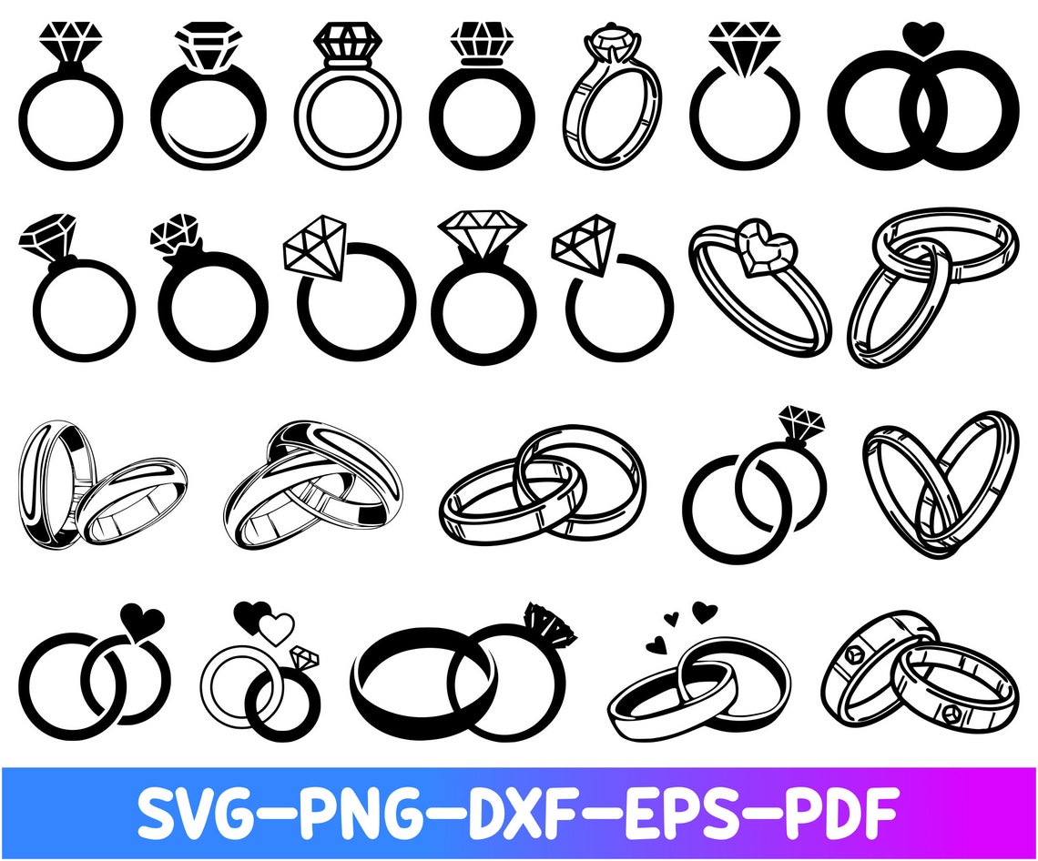 Wedding Ring SVG Files, Engagement Ring SVG Vector Files, Groom and ...
