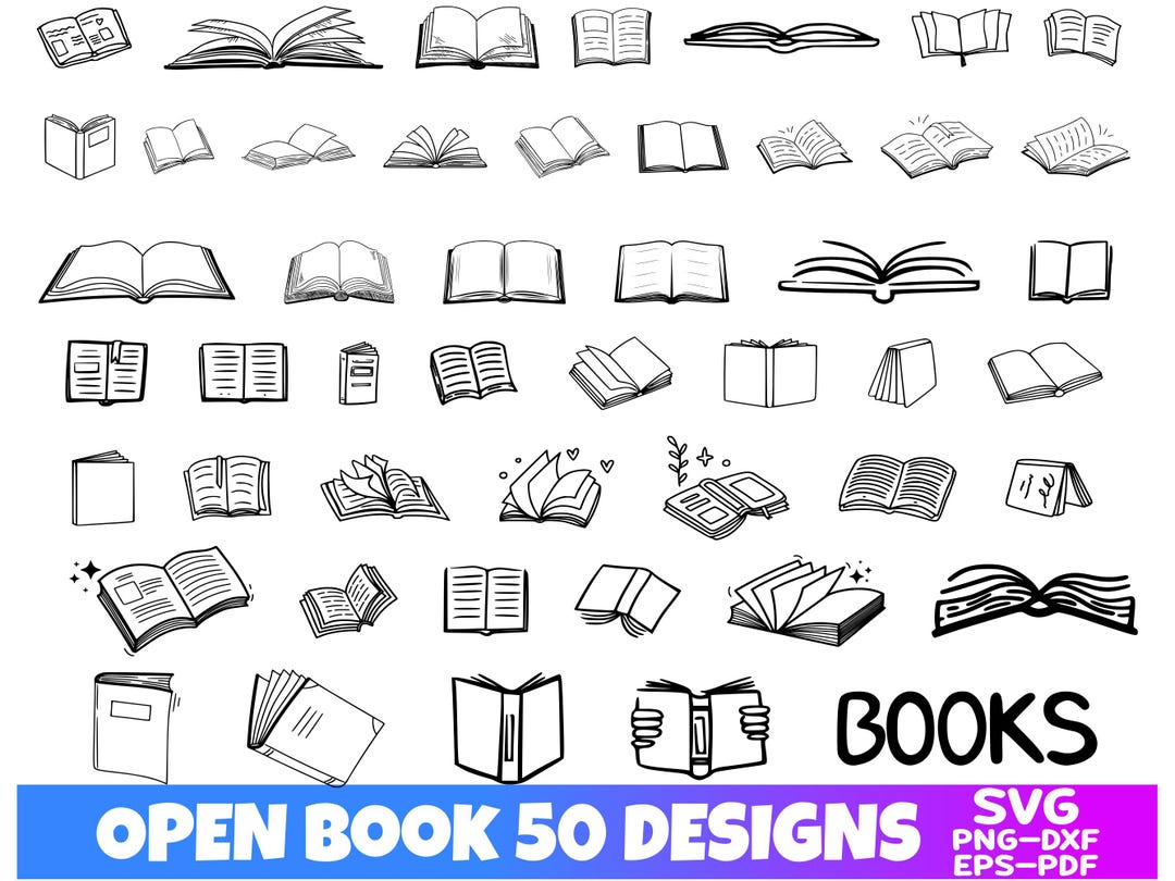 Open Book SVG, Book Cricut, Library Clipart, Book Svg Cut Files, Book ...