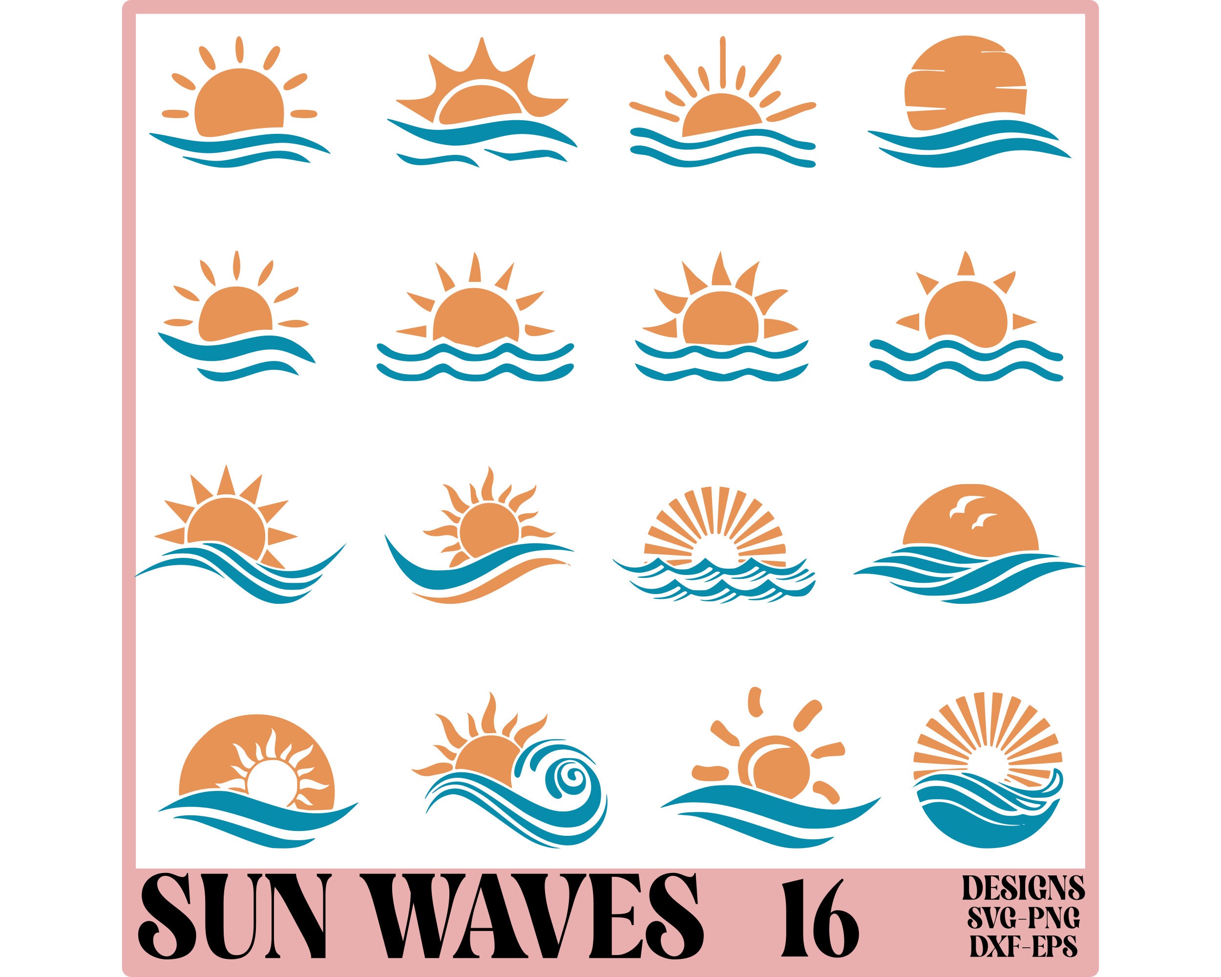Wave Svg Sunset Svg Beach Svg Sun and Wave Svg Sunrise Svg Ocean Waves ...