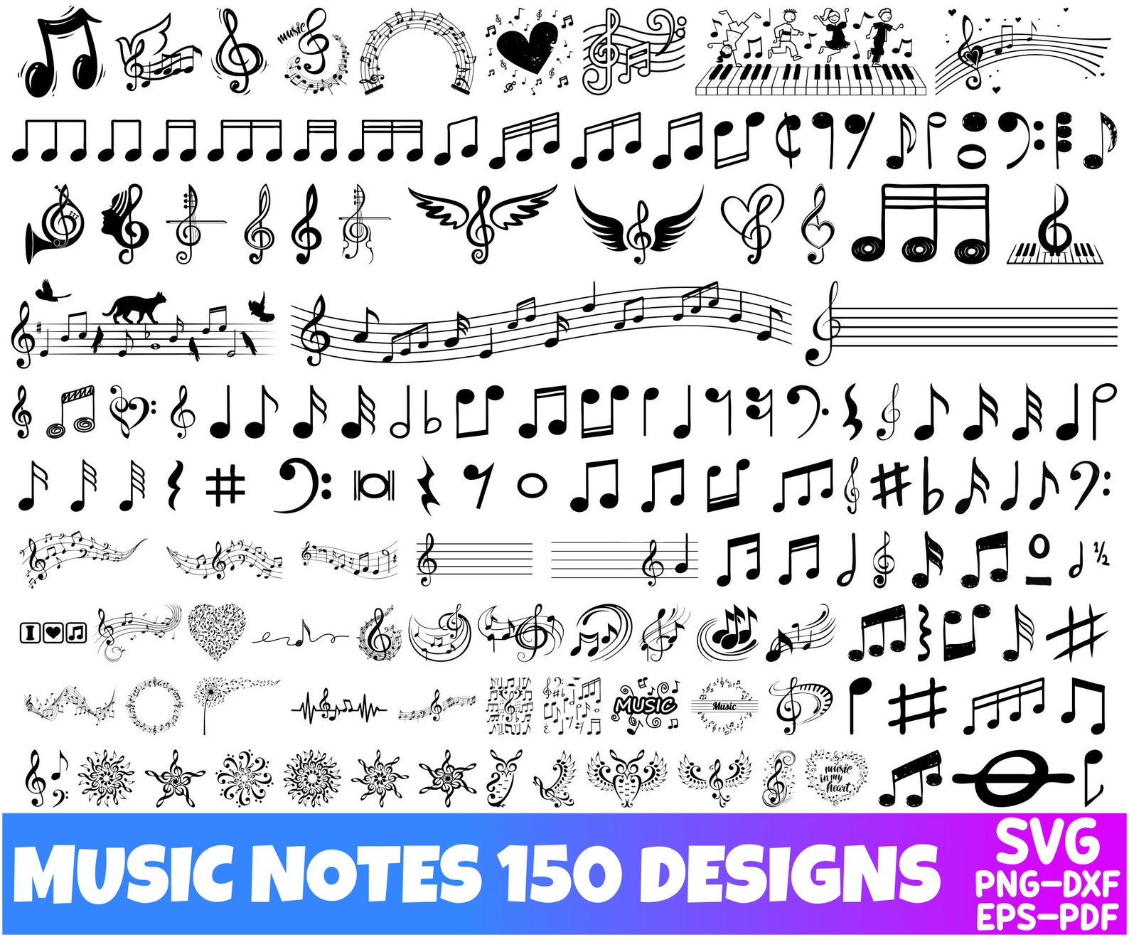 MUSICAL NOTES SVG, Musical Notes Clipart, Music Notes Svg, Musical ...
