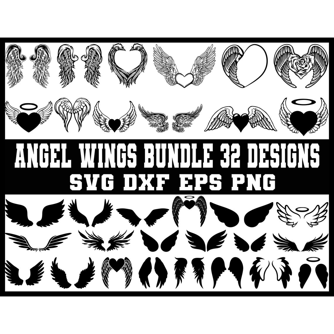Angel Wings SVG, Angel Wing Svg, Angel Wings PNG, Wings Shape, Wing ...
