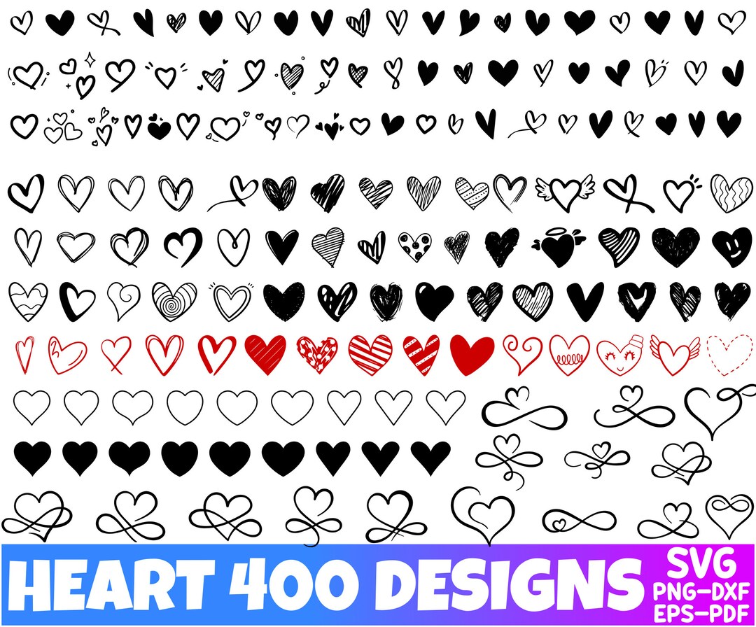 Heart Svg, Heart Bundle Png, Hand Drawn Heart Svg, Valentine's Day ...