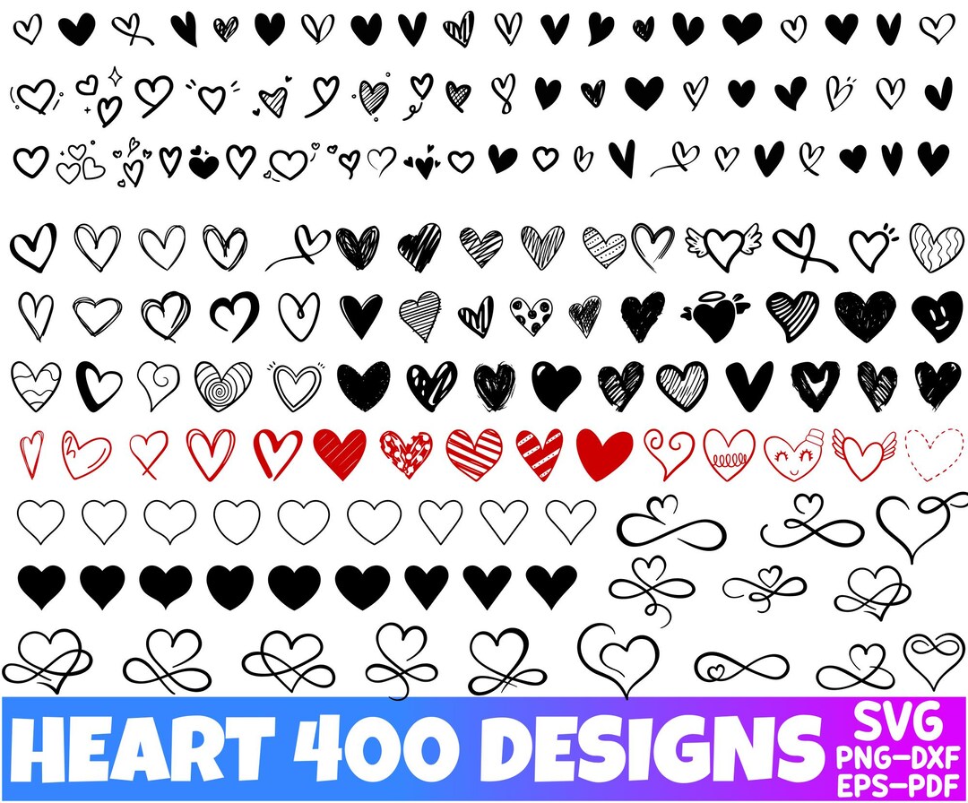 Hearts Svg Bundle, Heart Outline Svg, Heart Cut Files, Heart Clipart ...