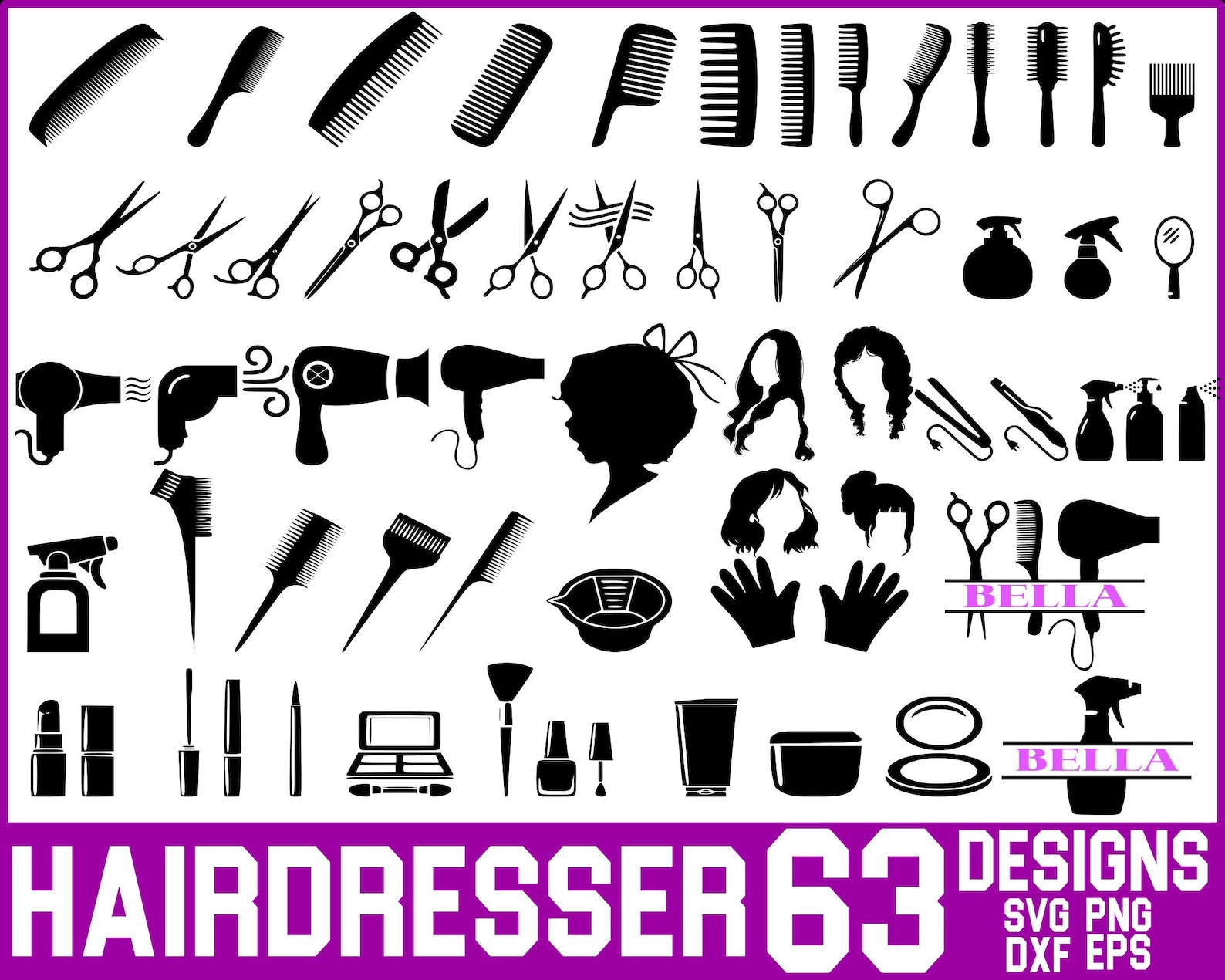 Hairdresser Svg Bundle, Hairstylist Svg, Cut Files, Hairdresser Tools ...