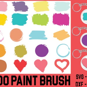 Keychain Svg Bundle, Key Ring Svg, Keychain Pattern Svg, Paint Brush ...
