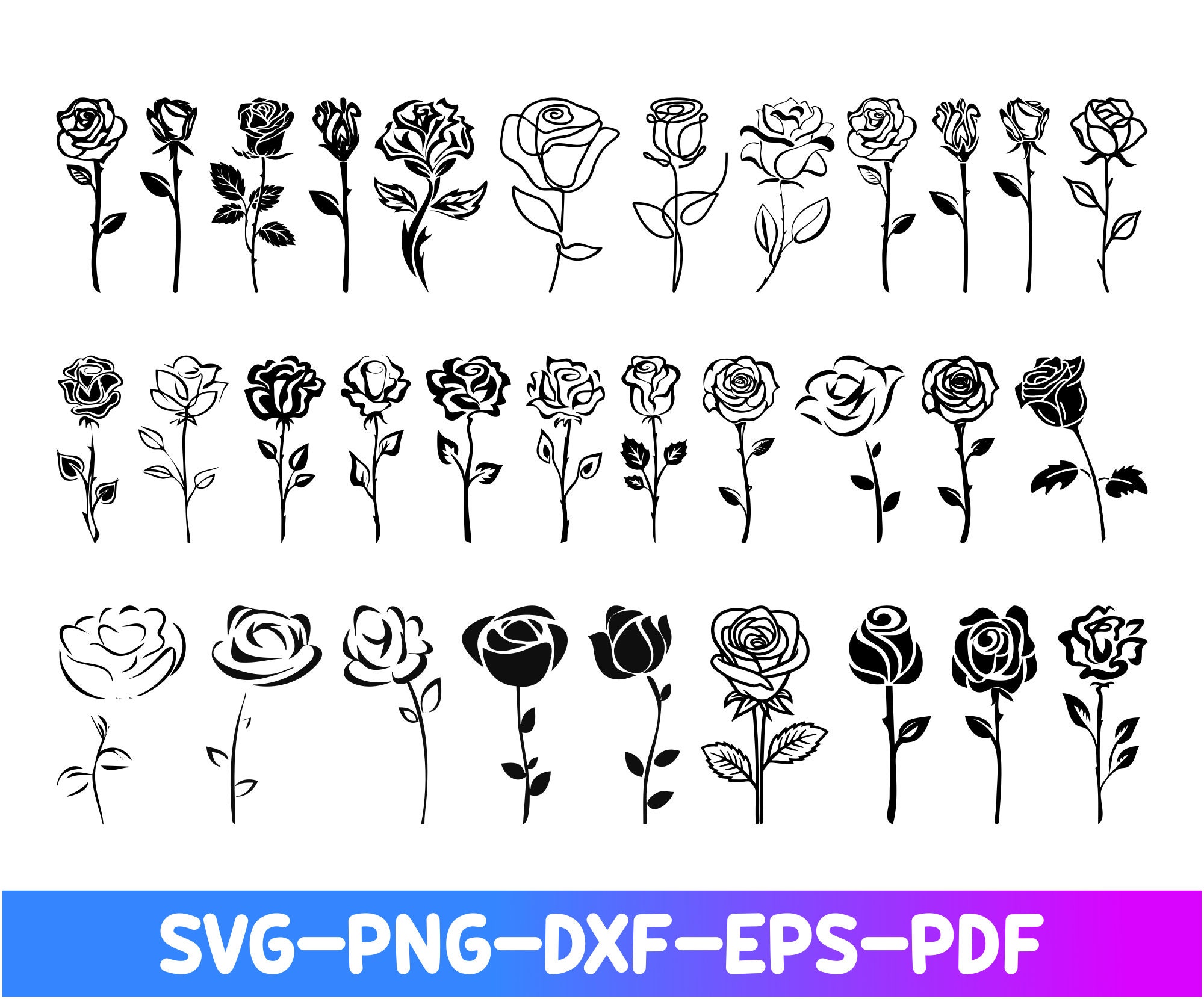ROSE SVG Bundle, ROSES Svg Bundle, Rose Clipart Bundle, Rose Svg Cut ...