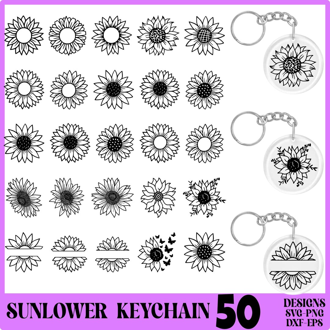 Sunflower Monogram Keychain Svg, Sunflower Keychain Svg, Circle ...