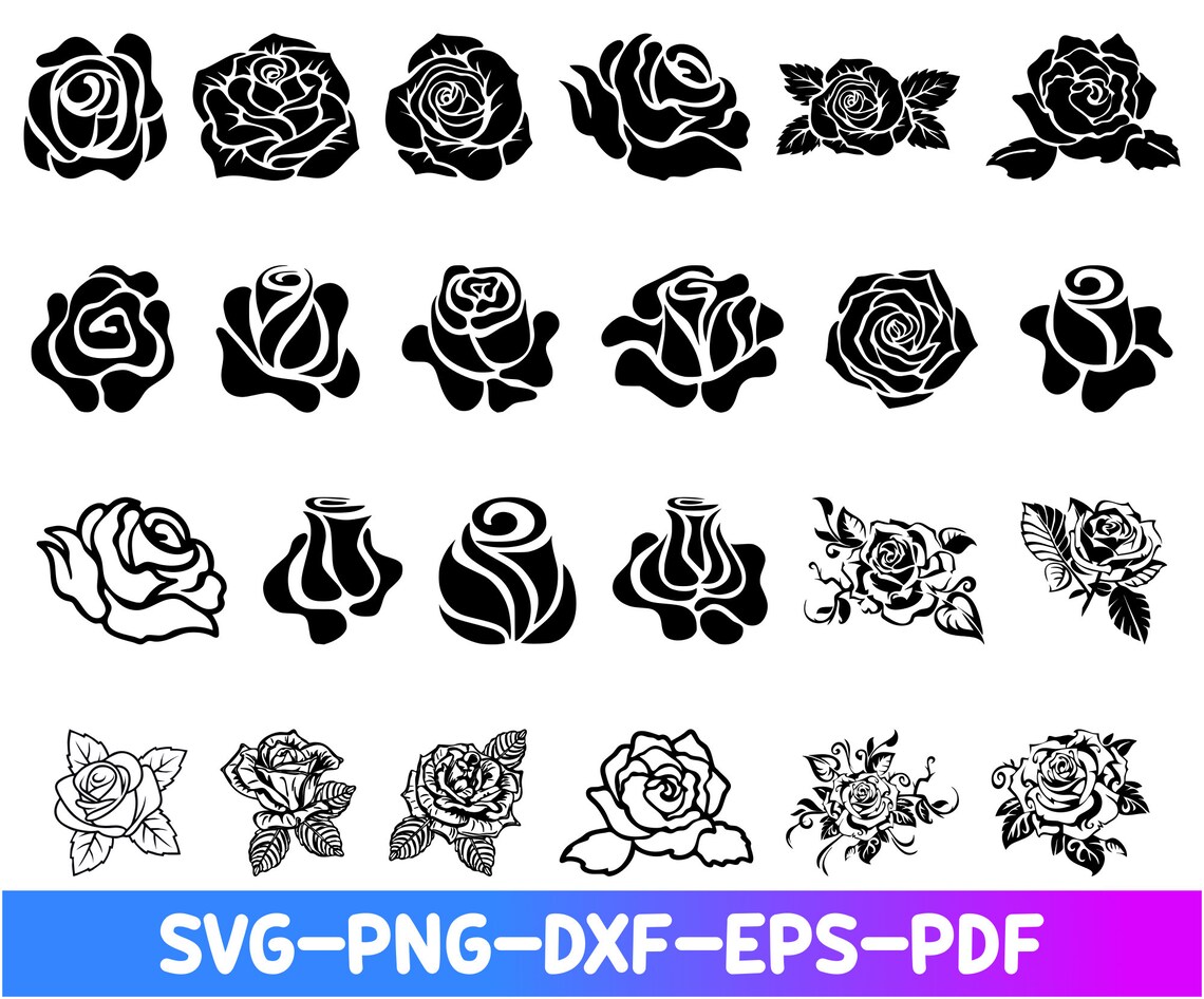 Rose SVG Bundle, Rose Svg, Rose Svg File for Cricut, Rose Svg File ...