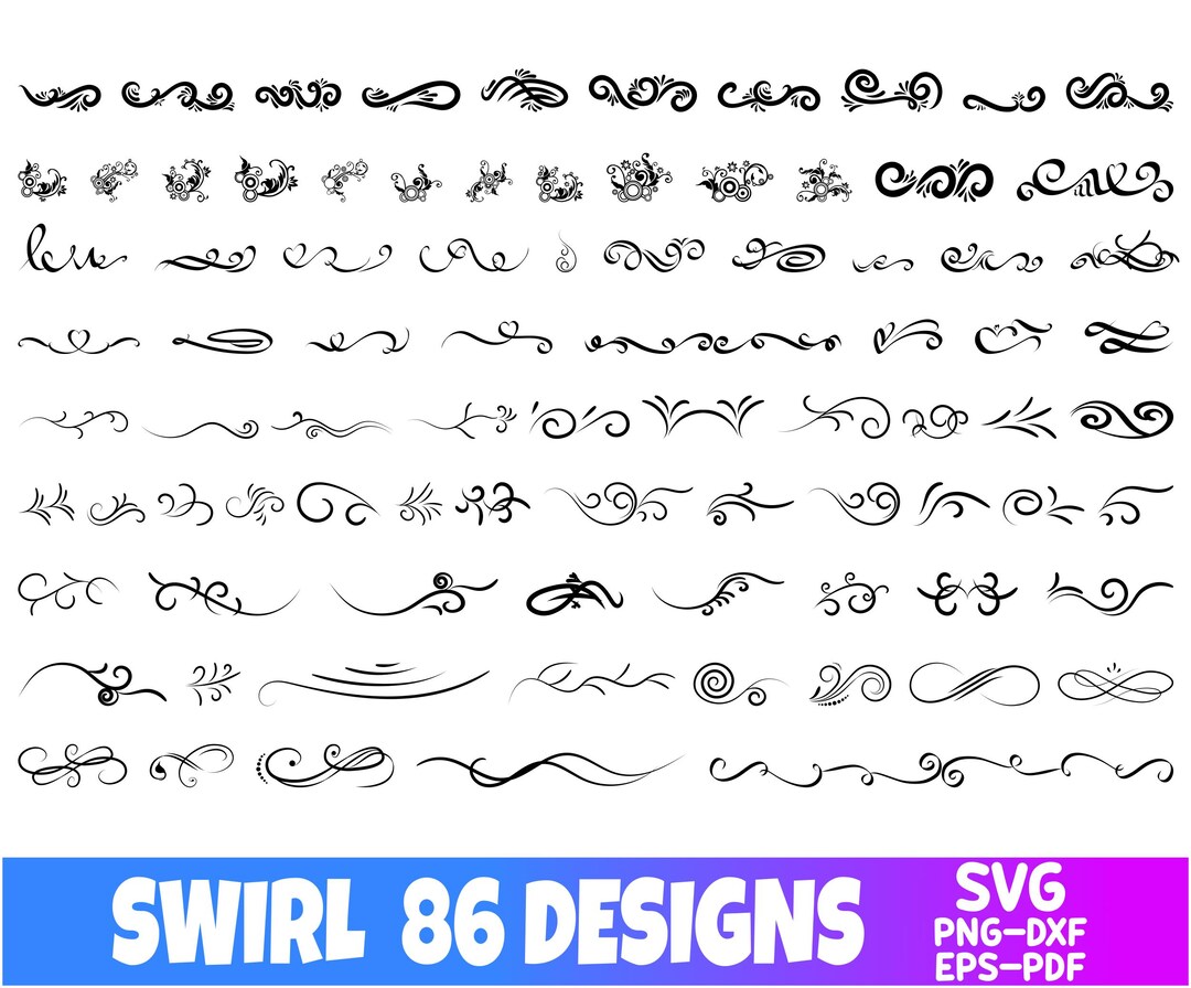 86 Swirl & Flourish SVG | Decorative Ornament Cut File | Swoosh Designs ...