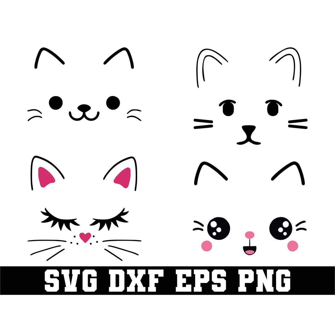 Cat Face Svg Cute Cat SVG Cat Bundle Svg Kawaii Cat Svg - Etsy UK