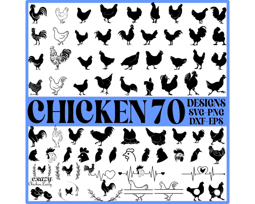 70+ Chicken SVG Bundle | Rooster, Chicken Head & Funny Chicken Designs ...