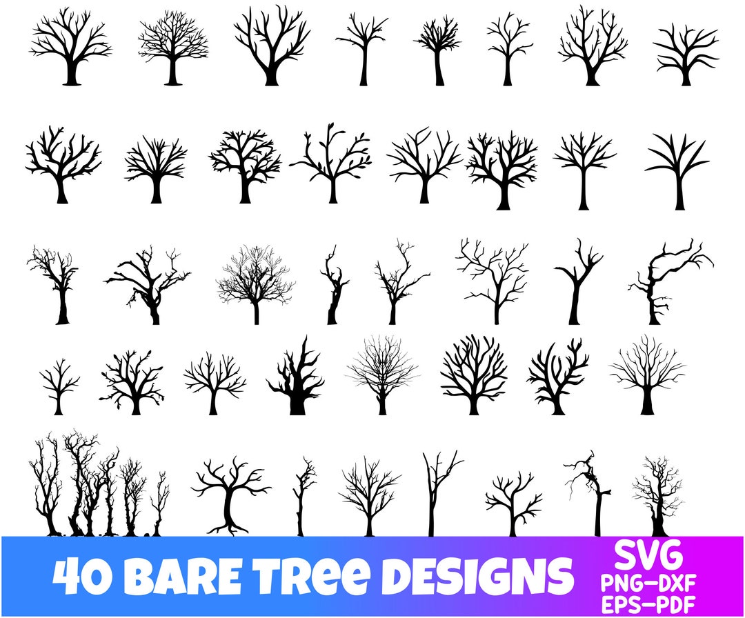 Bare Tree Svg, Tree With No Leaves, Silhouette Tree Svg, Winter Tree ...