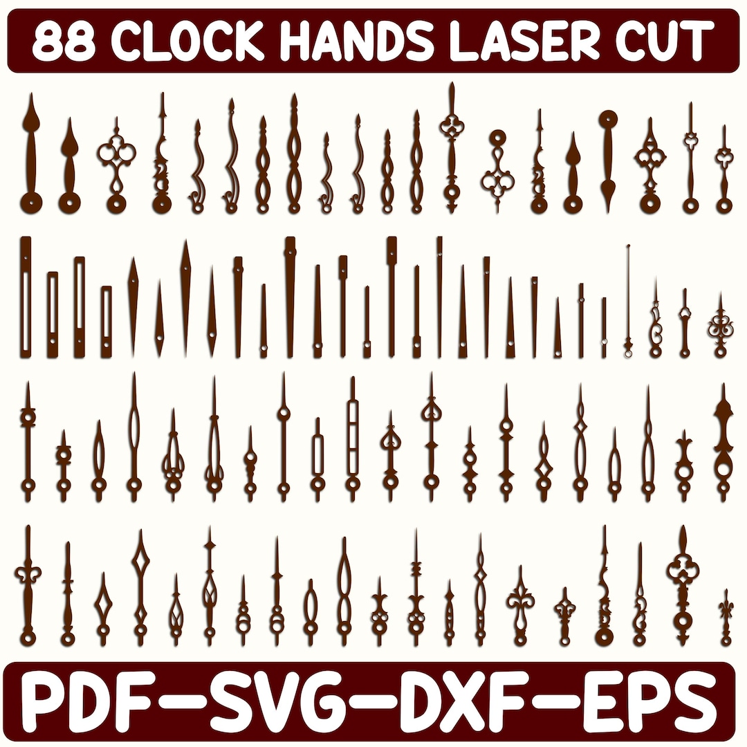 Clock Hands SVG | DXF Clock Arrows Cut Files for CNC / Laser / Cricut ...