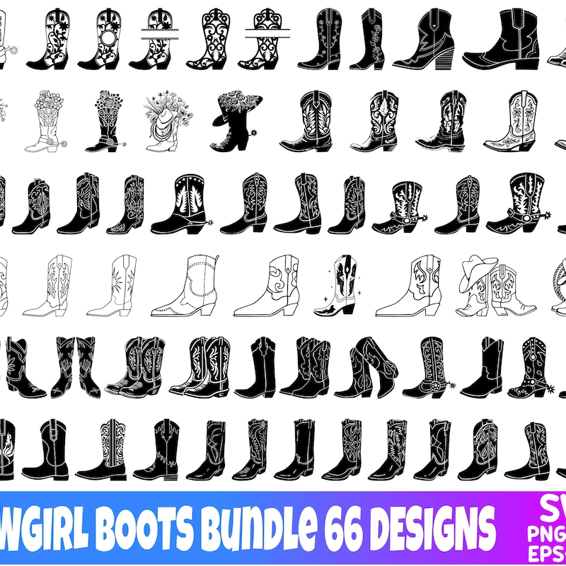 Cowgirl Boots Svg - Etsy