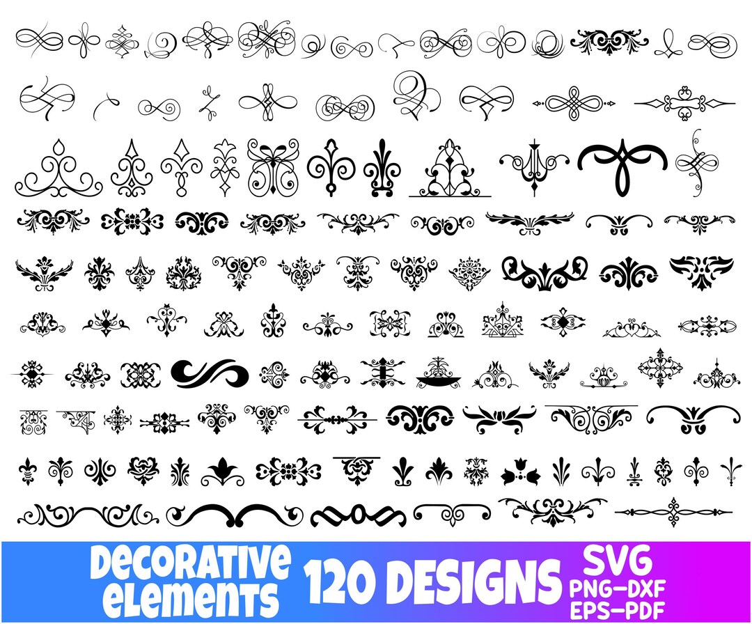 Decorative Elements Svg, Ornaments Svg, Flourishes Svg, Swirls Svg ...