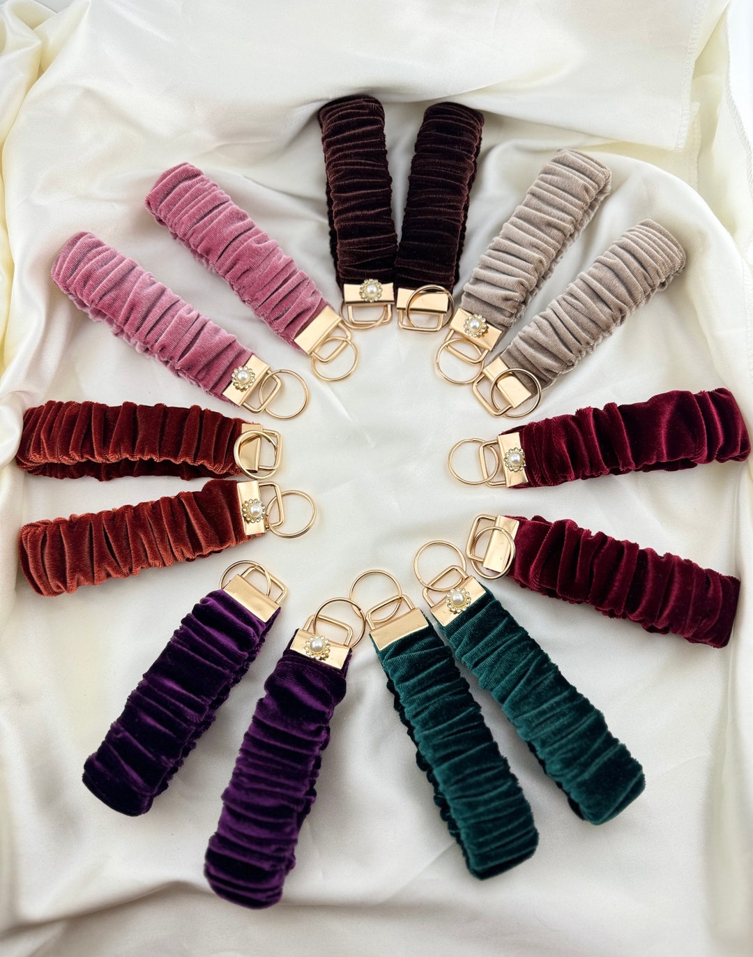 Velvet Scrunchie Wristlet Keychain - Soft Velvet Wrist Accessory - Etsy