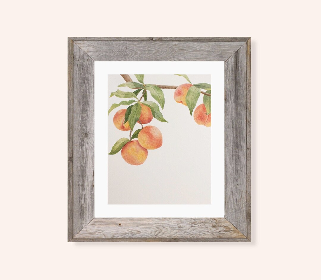 Peach Watercolor Painting, Nature Art Print, Peach Tree Painting, Fruit ...