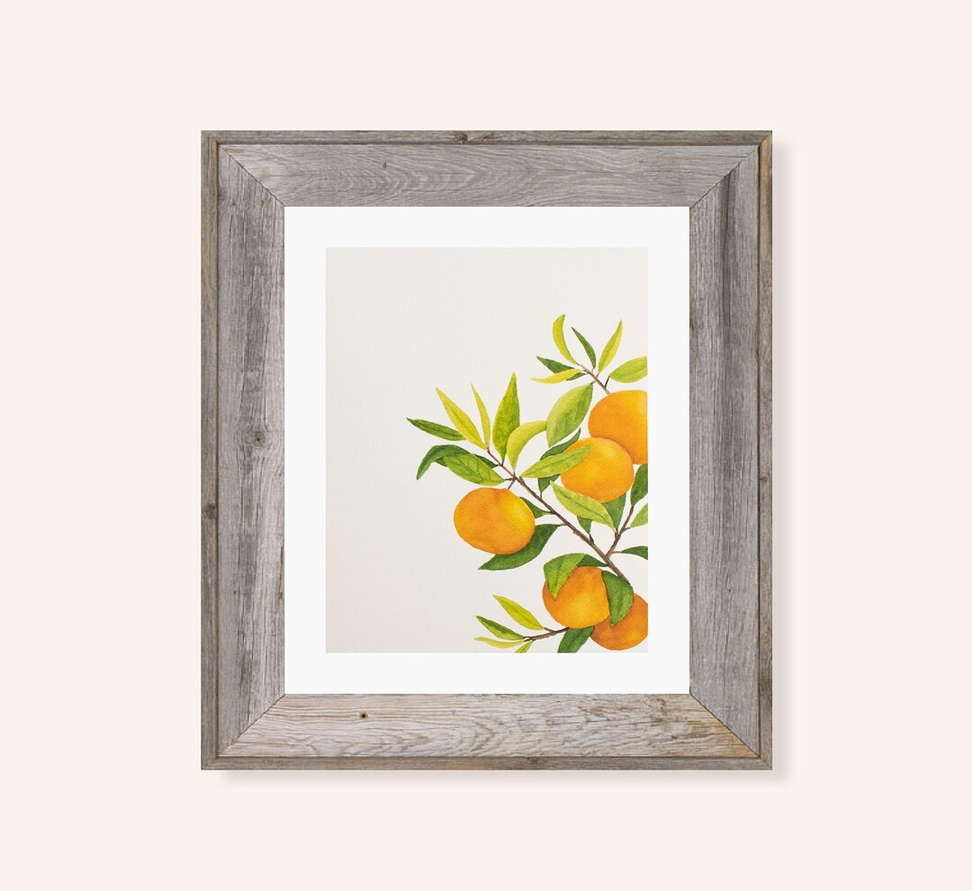 Orange Tree Watercolor Painting: Citrus Kitchen Wall Art - Etsy