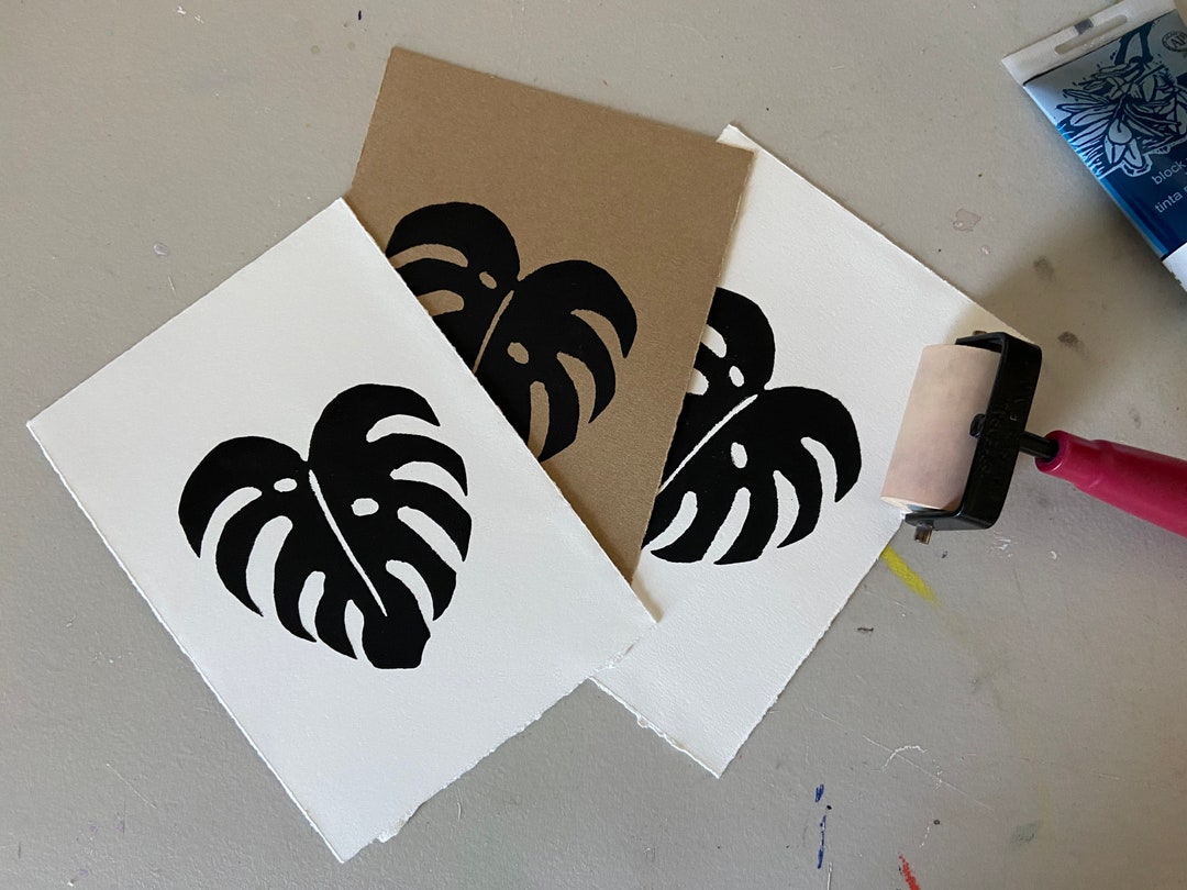 Monstera Leaf Linocut Print, Original Linocut Print, Plant Lover Gift ...