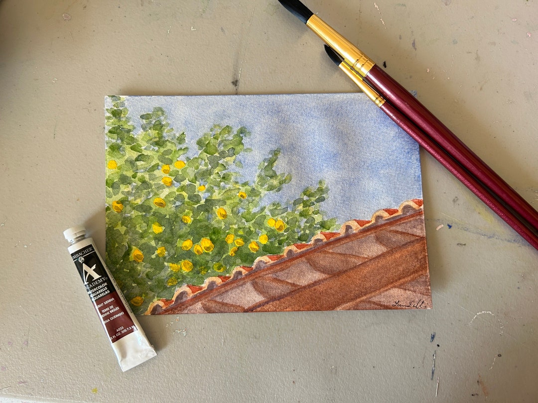 Lemon Tree Watercolor Painting: Original Greek Landscape Art (7x5) - Etsy