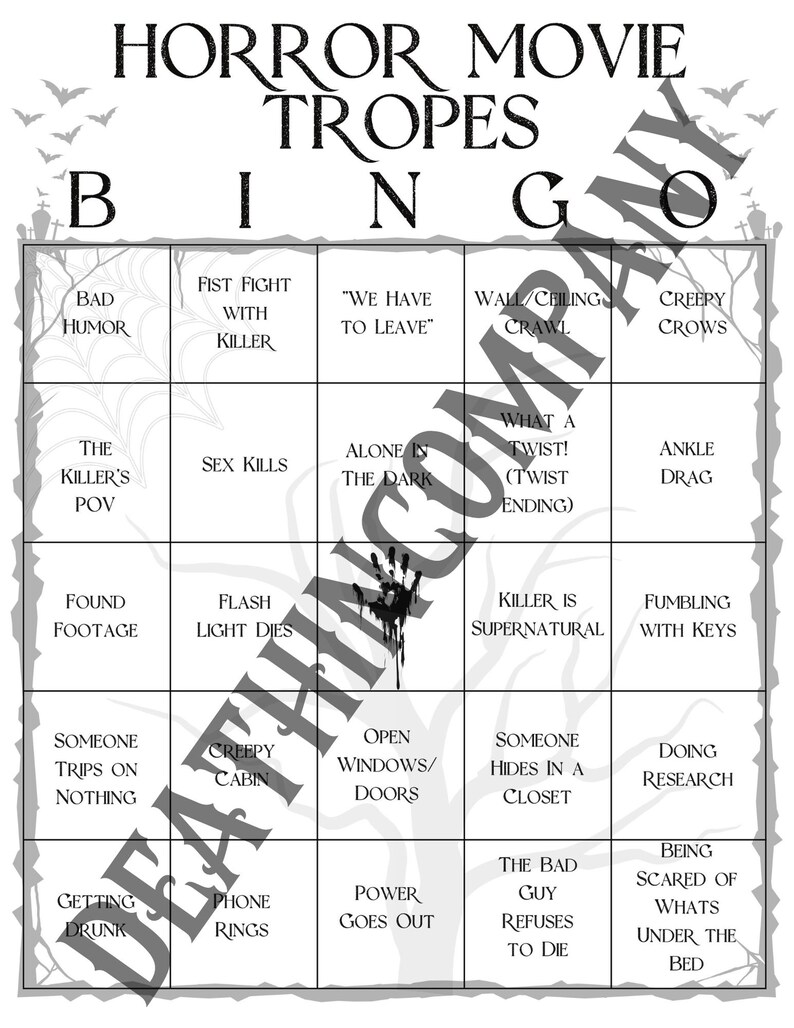 51 Bingo Cards for Horror Movie Trope Bingo - Etsy