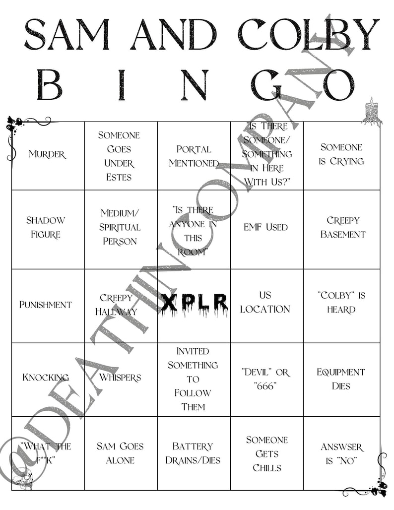 51 Sam and Colby Bingo Cards – Fun and Spooky Game for Fans – Perfect ...