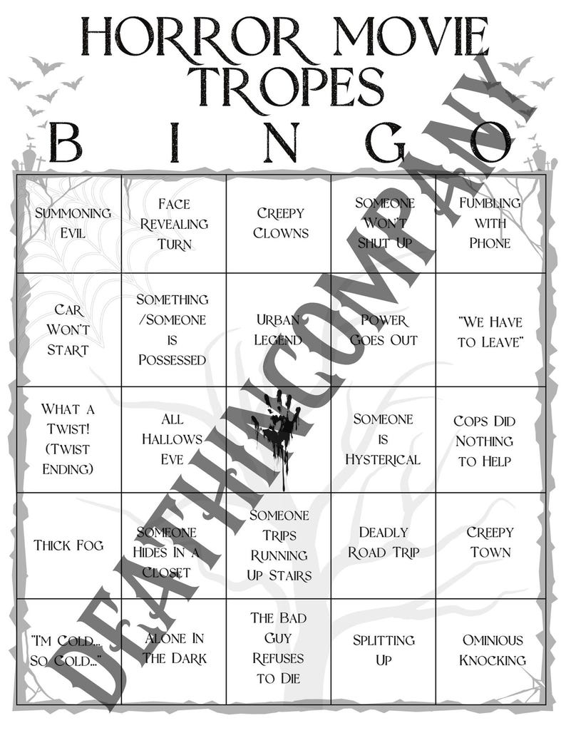 51 Bingo Cards for Horror Movie Trope Bingo - Etsy