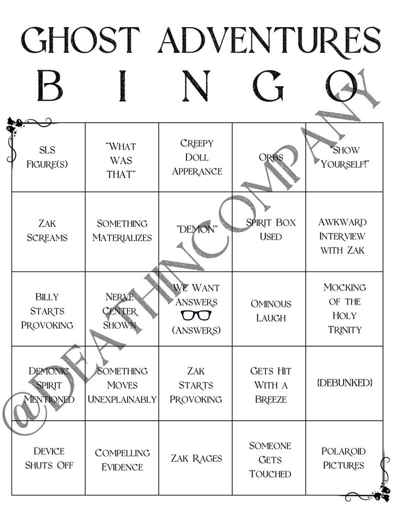 51 Ghost Adventures Bingo Cards – Fun and Spooky Game for Fans ...