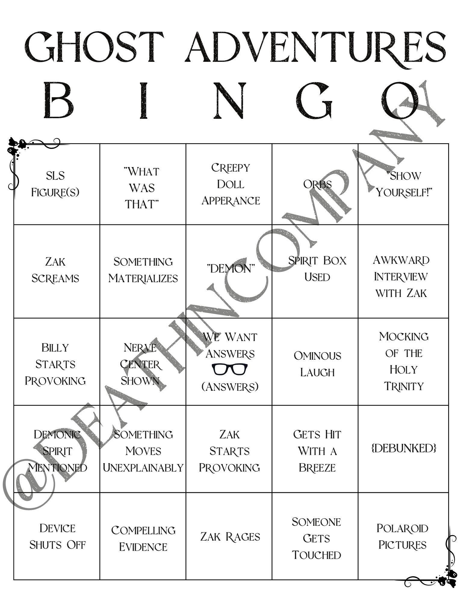 51 Ghost Adventures Bingo Cards – Fun and Spooky Game for Fans ...
