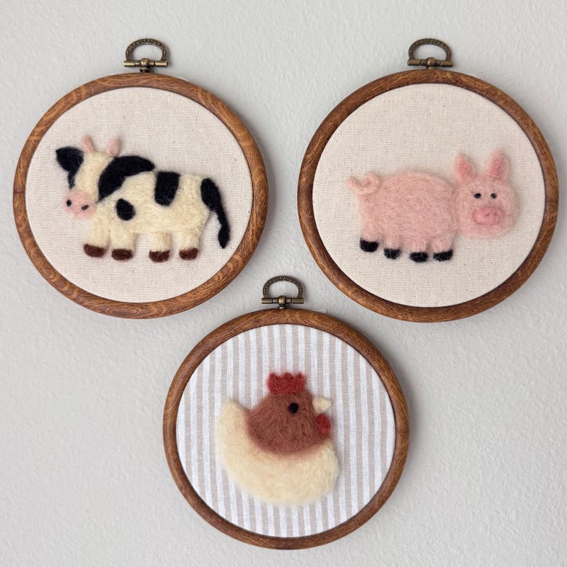 Felted Farm Animal Framed - Etsy