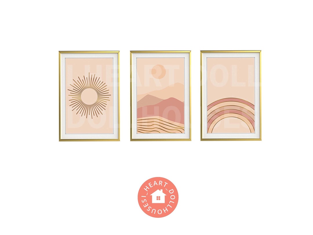 Miniature Rose Gold Wall Art for Dollhouses Printable Download 8.5 X 11 ...