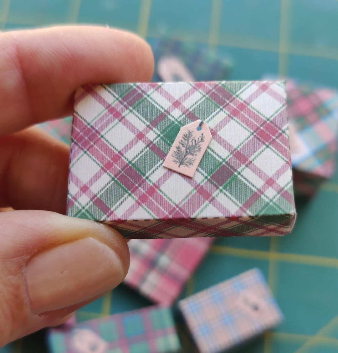 NEW Miniature Printable Christmas Gift Boxes Classy Plaid Designs, DIY ...