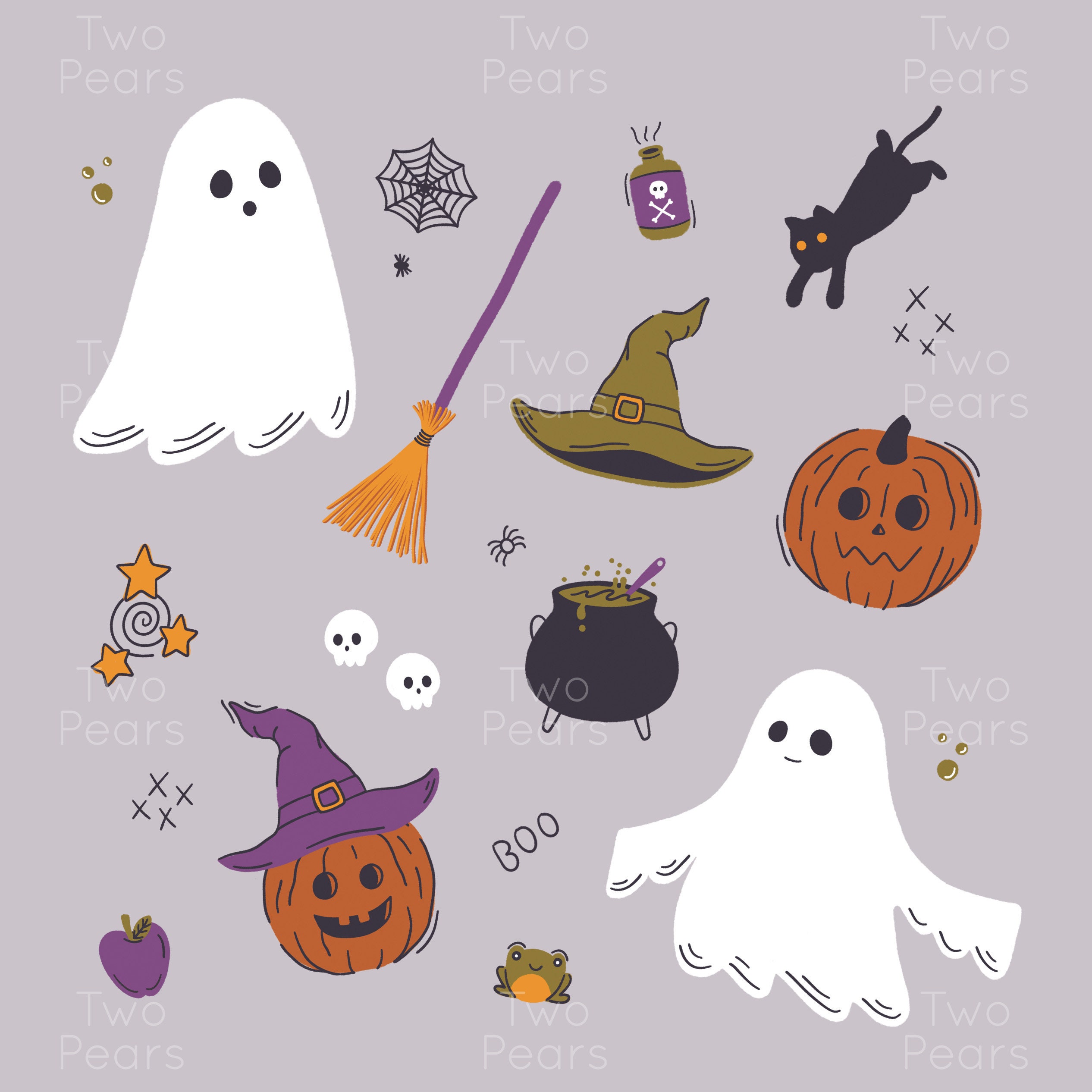 Pumpkin Witches Clip Art, Halloween Ghosts Digital Pngs - Etsy