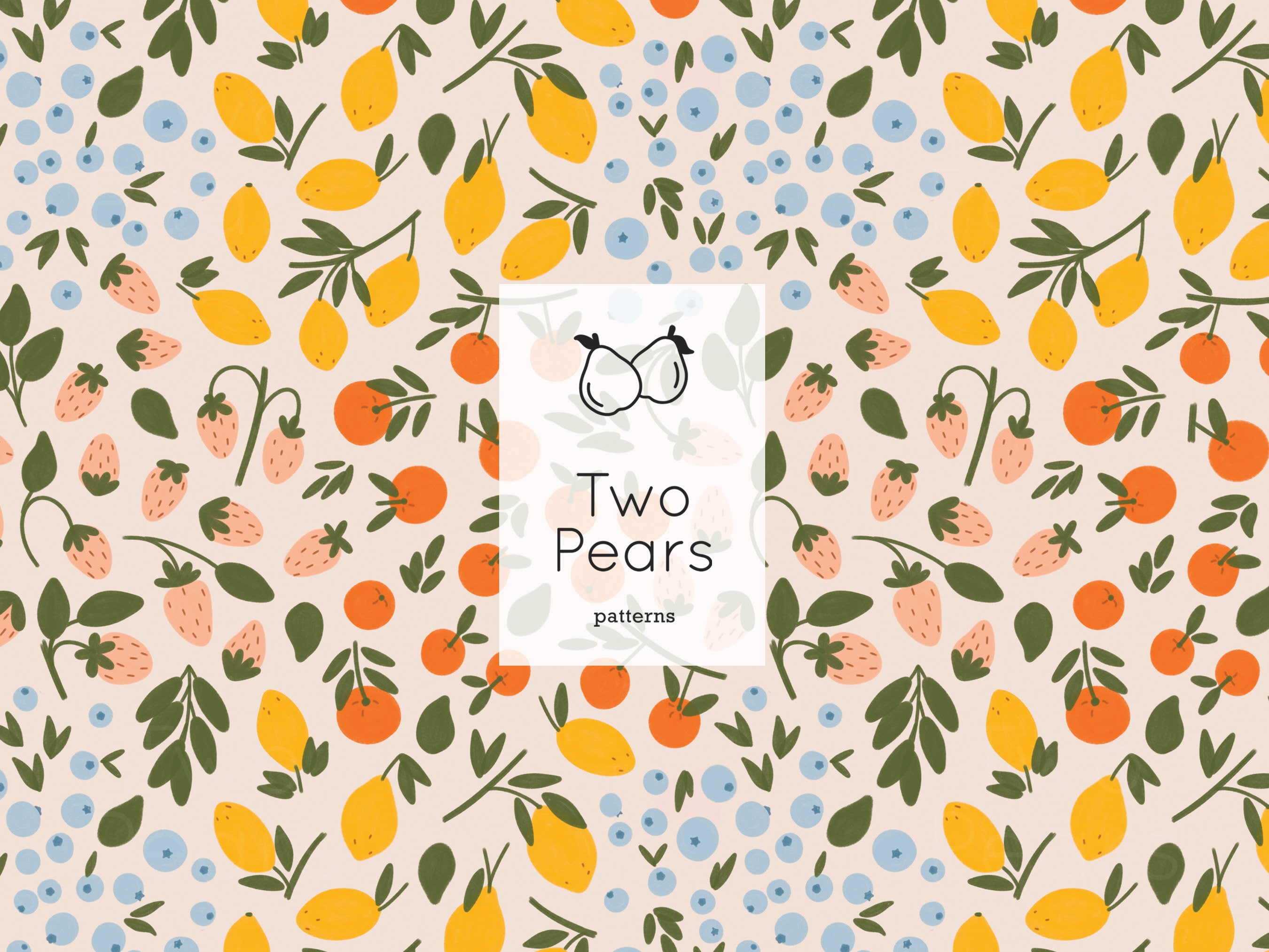 Retro Fruits Seamless Pattern, Strawberries Oranges Lemons Blueberries ...