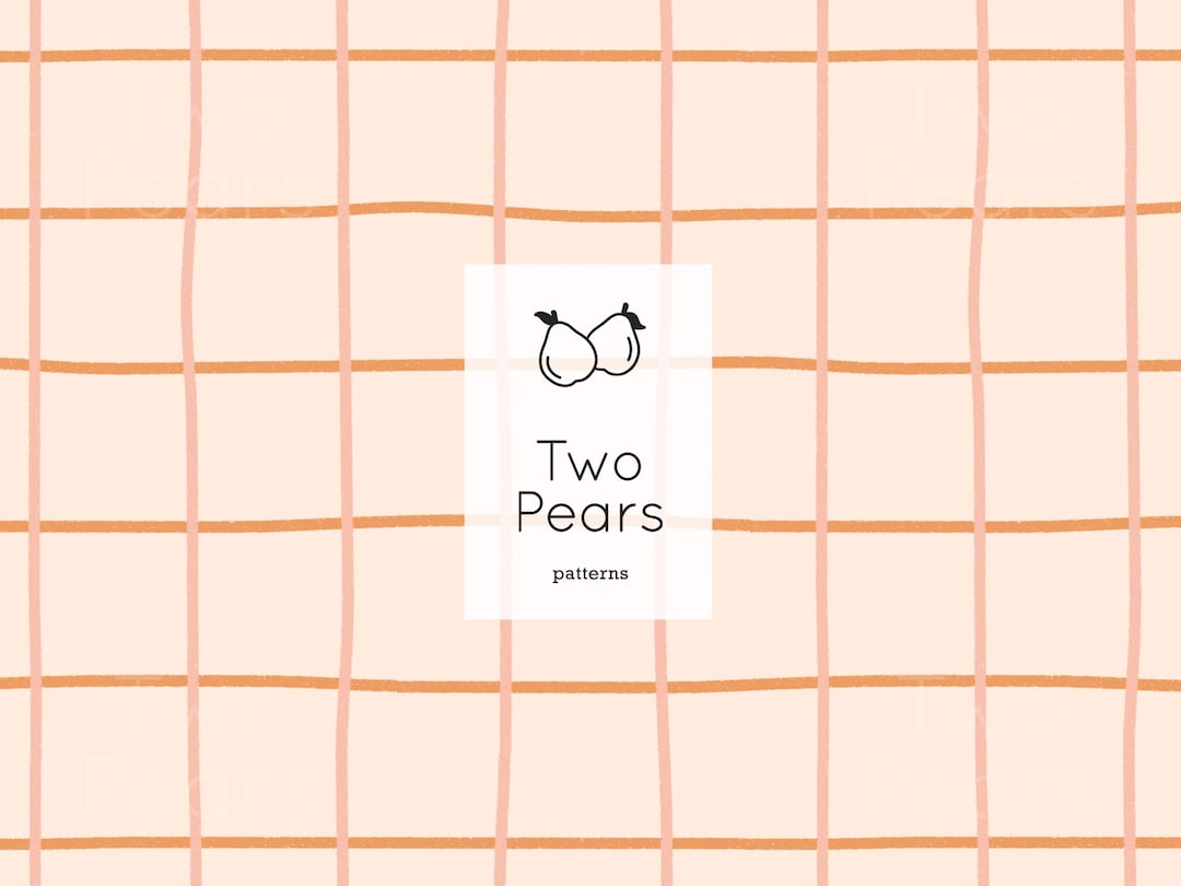 Peach Grid Seamless Pattern, Loose Striped Coordinate Digital Tiled Art ...