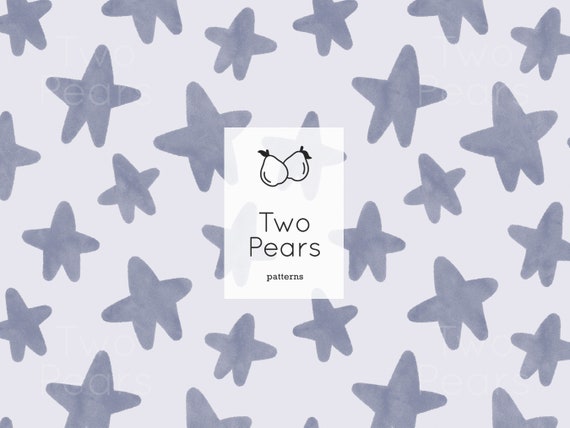 Muted Stars Seamless Pattern Watercolor Blue Stars Digital - Etsy