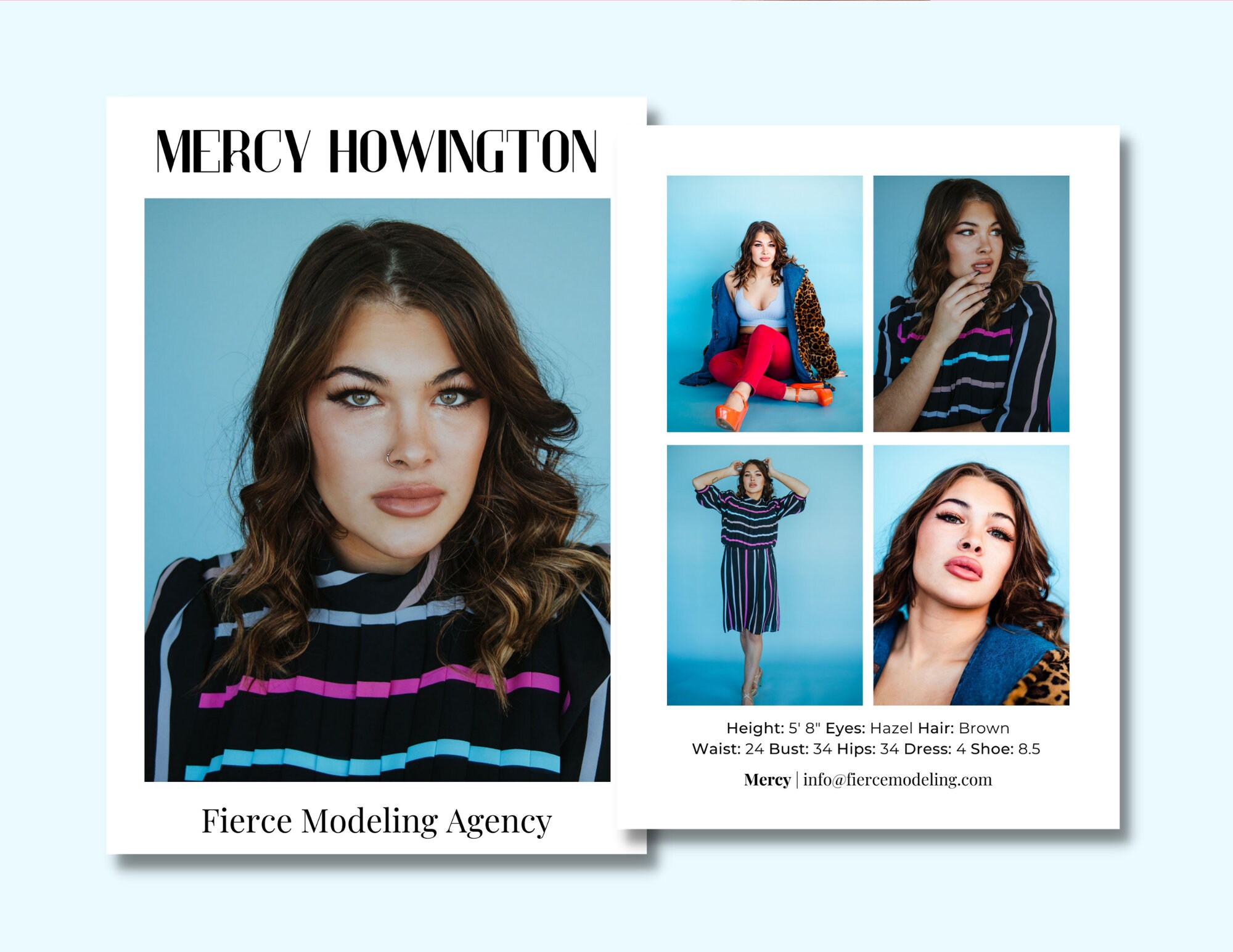 Mercy | Model Comp Card Canva Template Customizable Professional ...