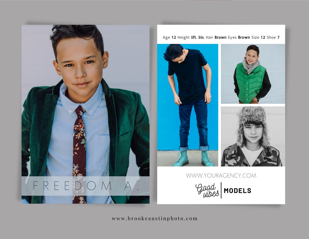 Freedom Model DIY Comp Card Canva Template Customizable - Etsy